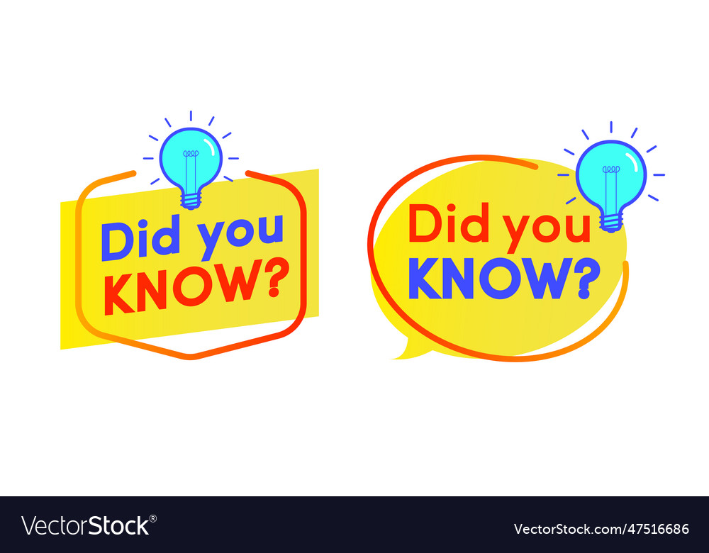 Did you know label with bulb set Royalty Free Vector Image Did you know label with bulb set Royalty Free Vector Image