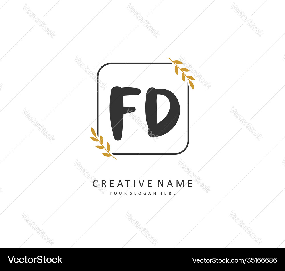 Fd initial letter handwriting and signature logo Vector Image