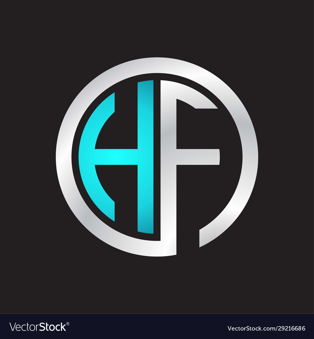 Hf initial logo linked circle monogram Royalty Free Vector