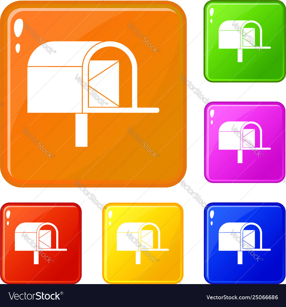 Mailbox icons set color Royalty Free Vector Image