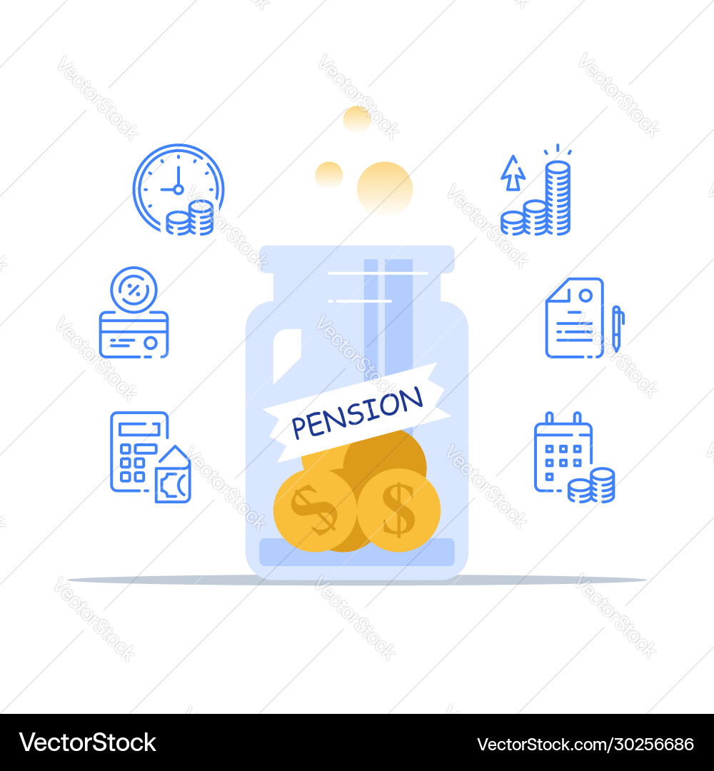 Pension fund management savings account Royalty Free Vector