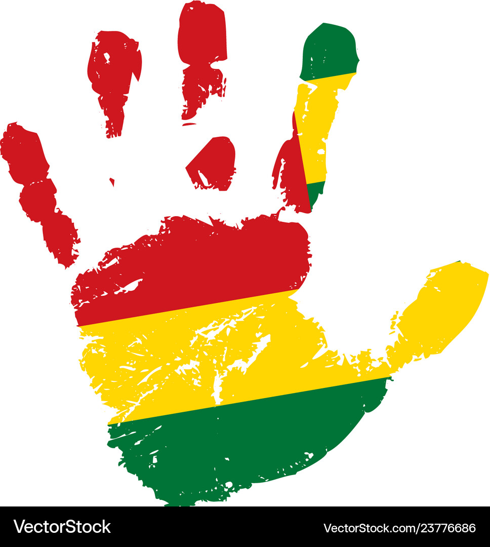 Togo flag and hand on white background Royalty Free Vector