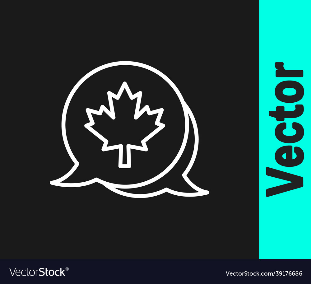 White line canadian maple leaf icon isolated Vector Image