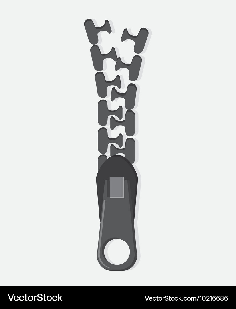 Zip zipper one cloth metal teeth icon Royalty Free Vector