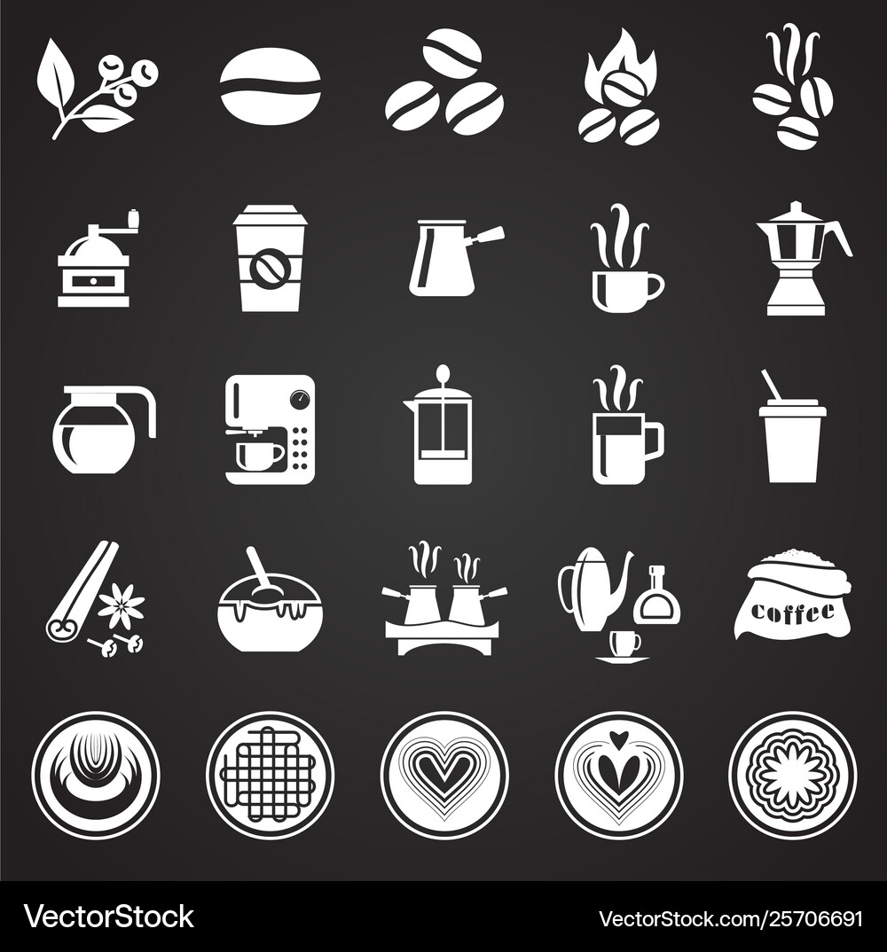 Coffee related icons set on background for graphic