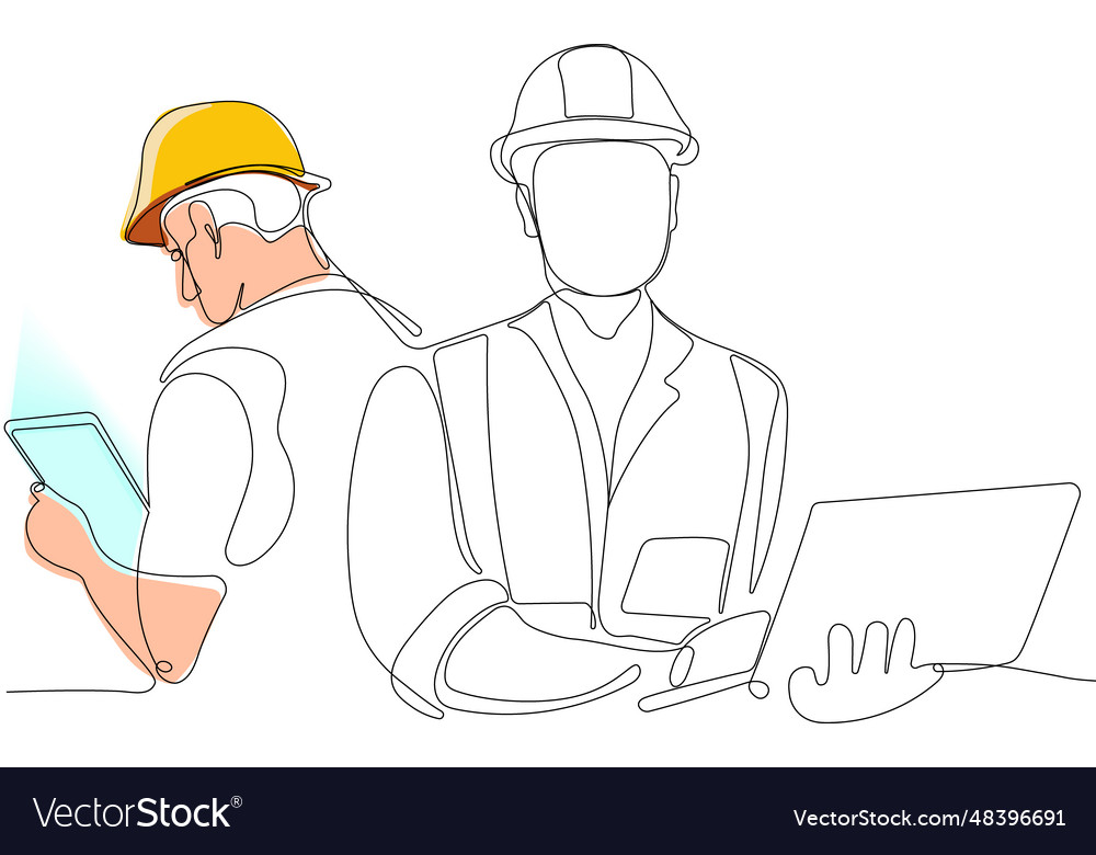 Construction manager and engineer working Vector Image