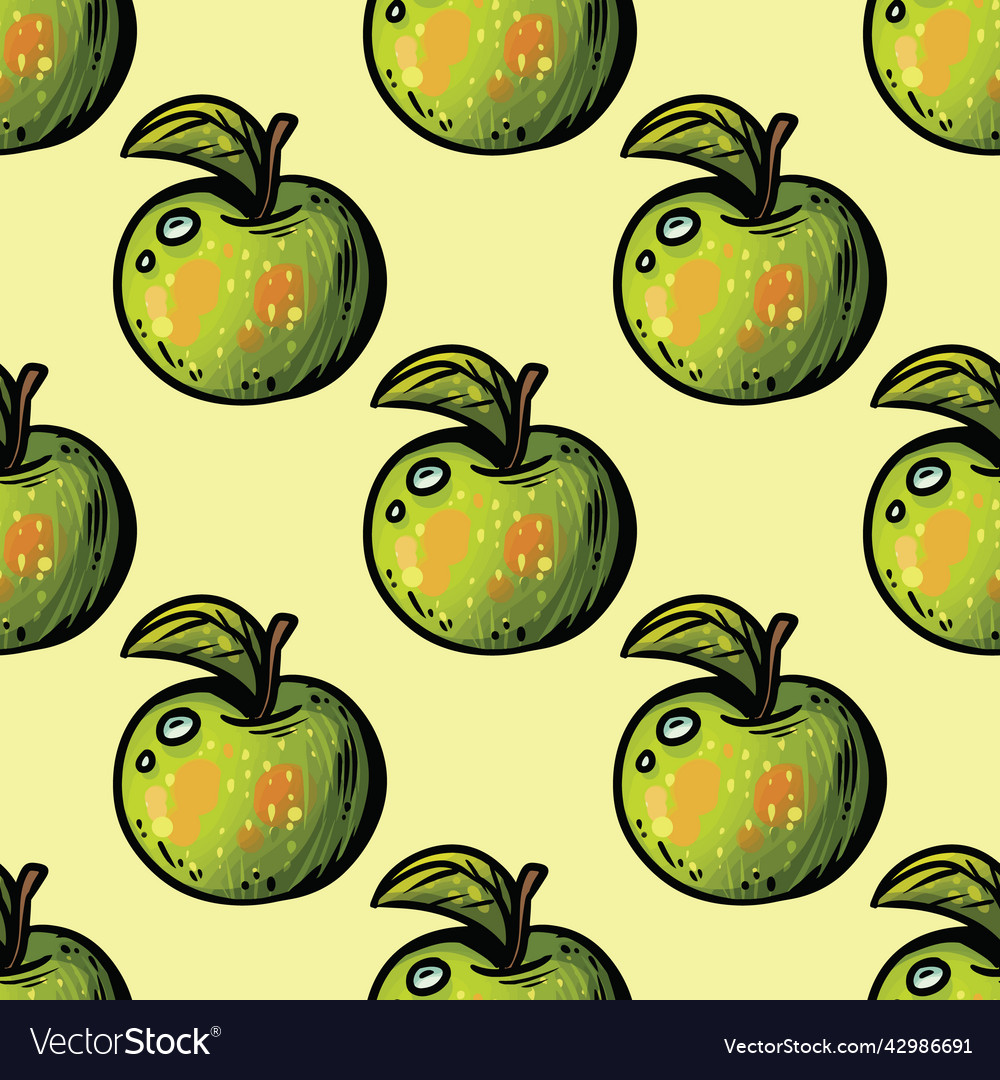 Cute cartoon apple doodles seamless border Vector Image