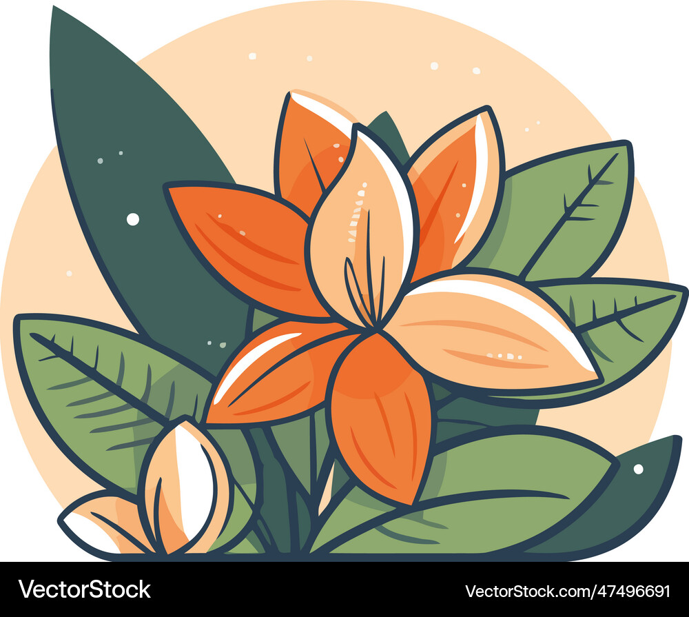 Fresh flower blossom on green backdrop Royalty Free Vector
