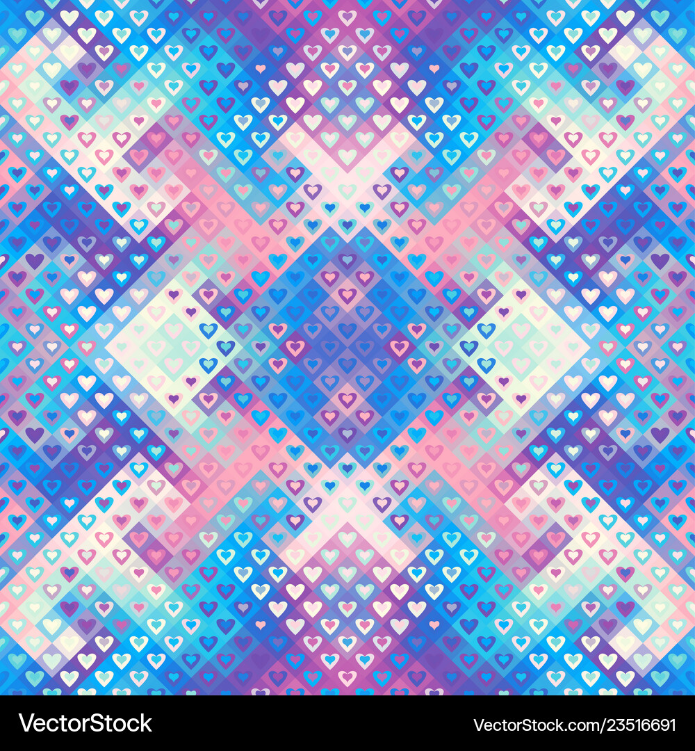 Geometric abstract low poly pattern with hearts Vector Image