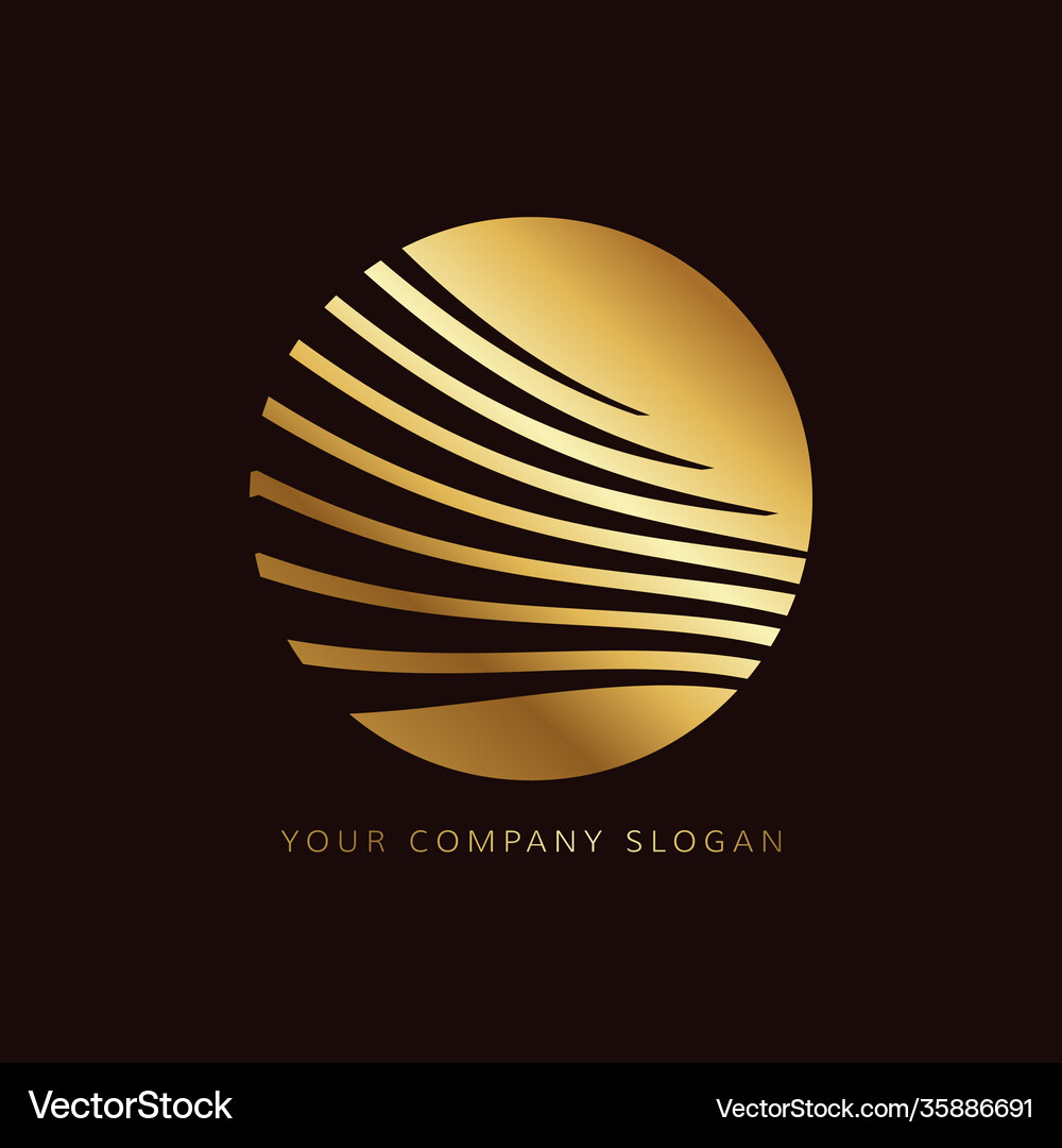 Gold logo circle with stripes elegant style Vector Image