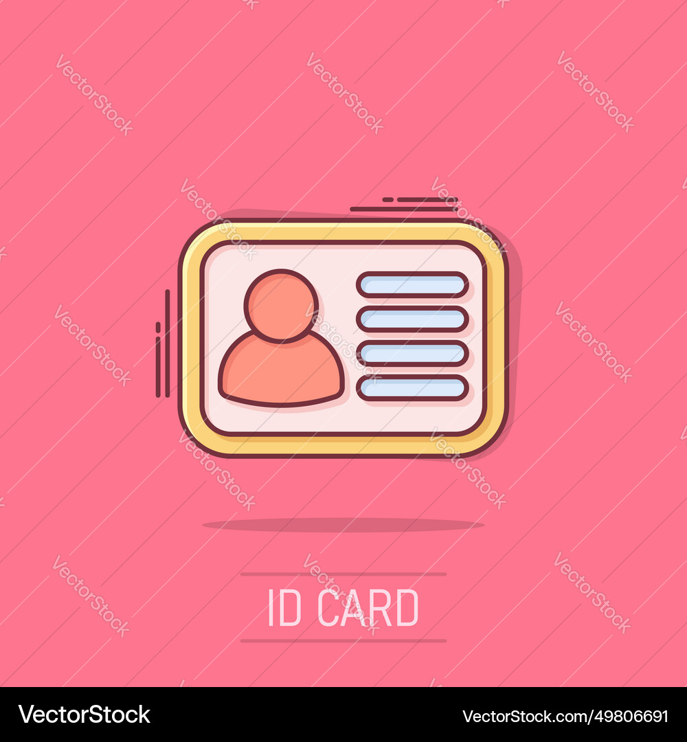 Id card icon in comic style identity badge Vector Image