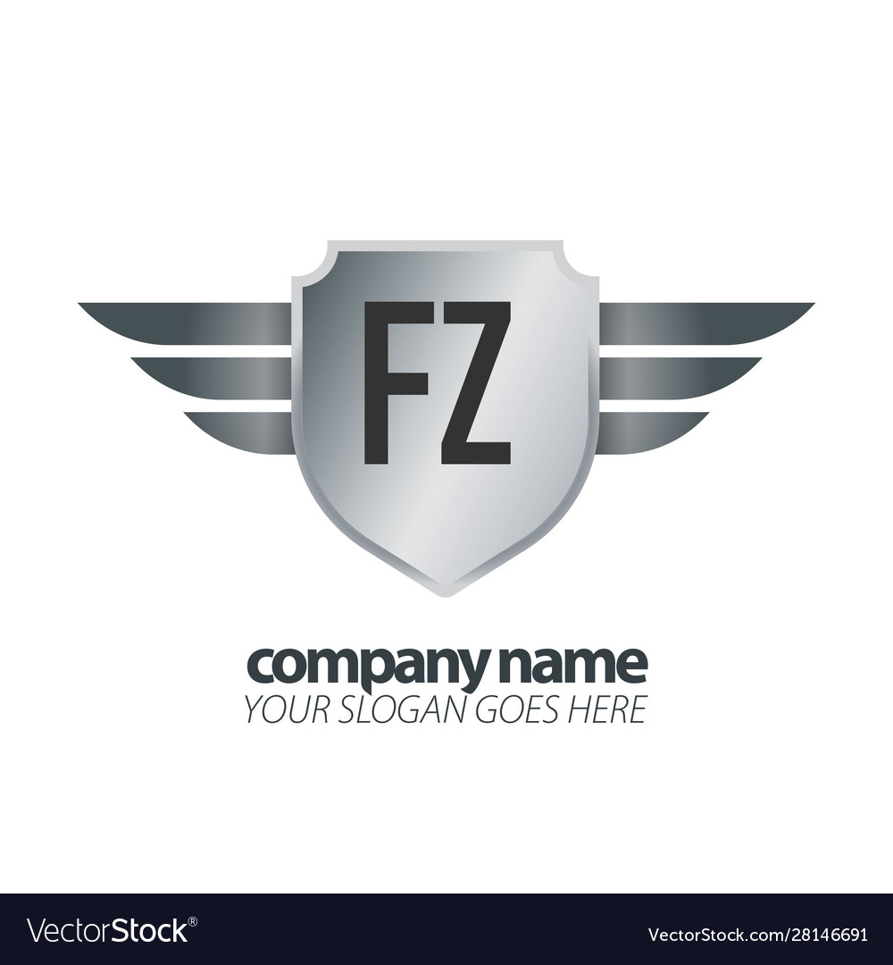 Initial letter fz shield icon design logo wing Vector Image