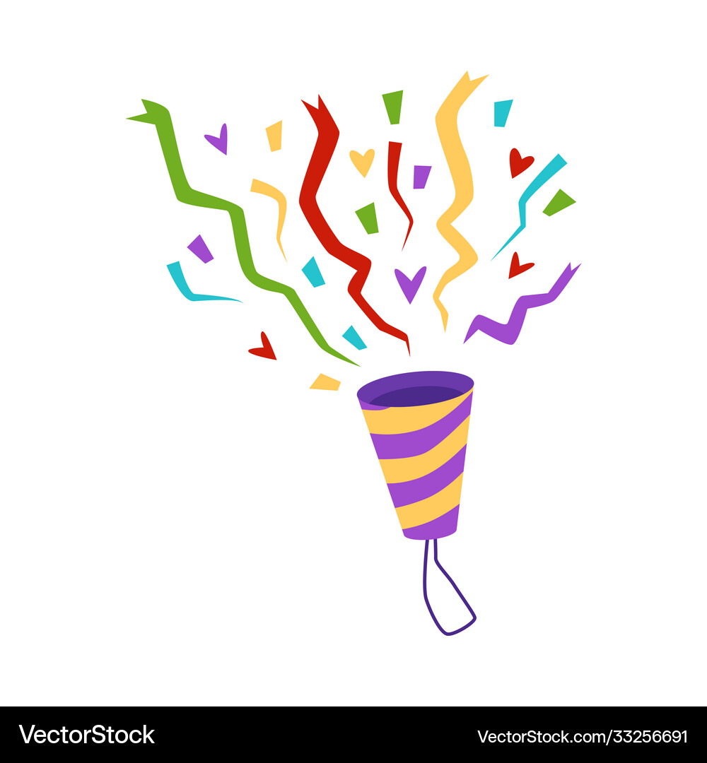 Party cracker or popper icon with confetti flat Vector Image