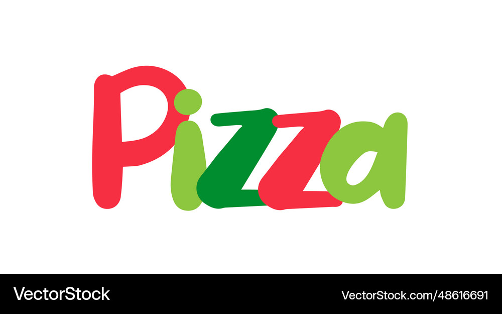 Pizza sign sticker label tag lettering Royalty Free Vector