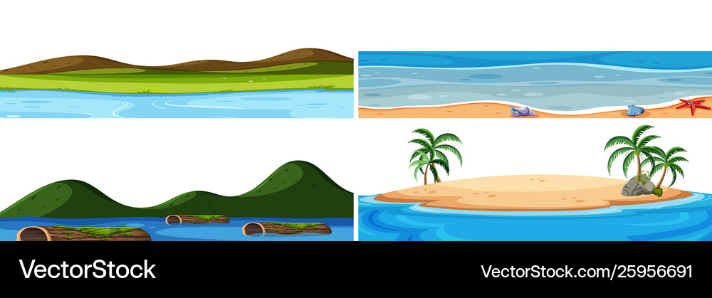 Set nature landscape Royalty Free Vector Image