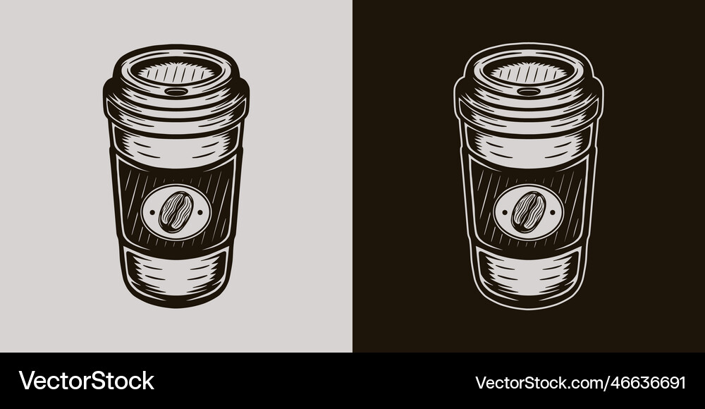 Vintage coffee brew element coffee cup take away Vector Image