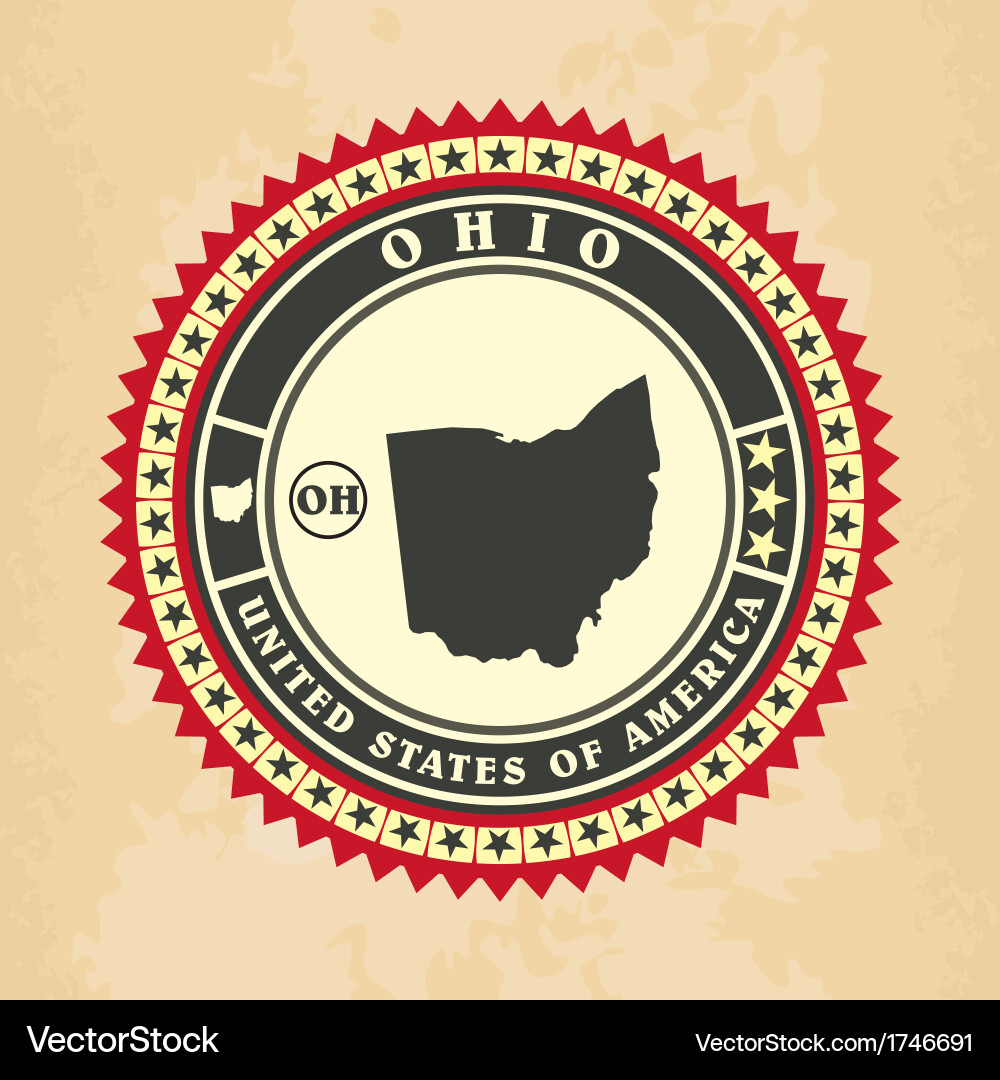 Vintage label-sticker cards ohio Royalty Free Vector Image