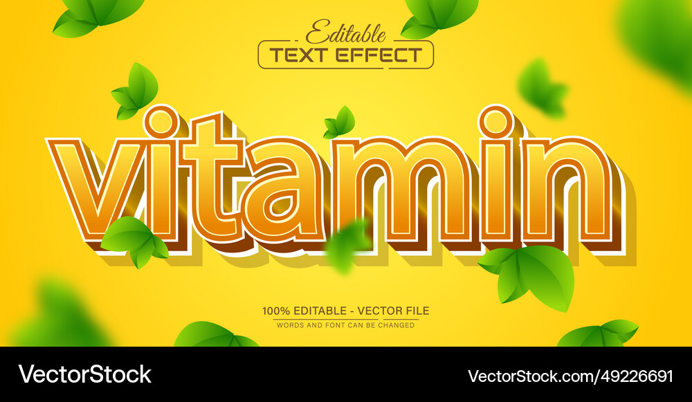 Vitamin 3d style text effect Royalty Free Vector Image