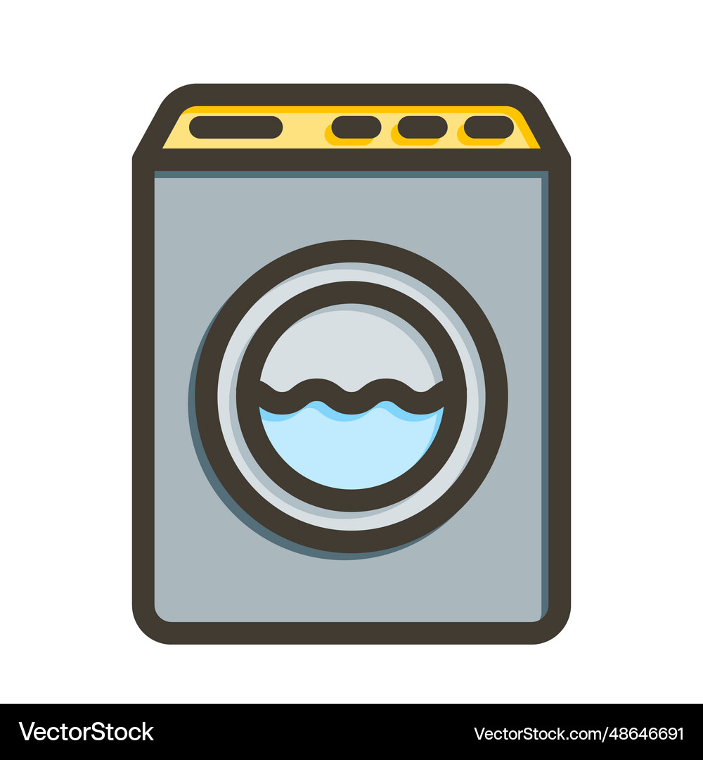 Washing machine thick line filled colors icon Vector Image