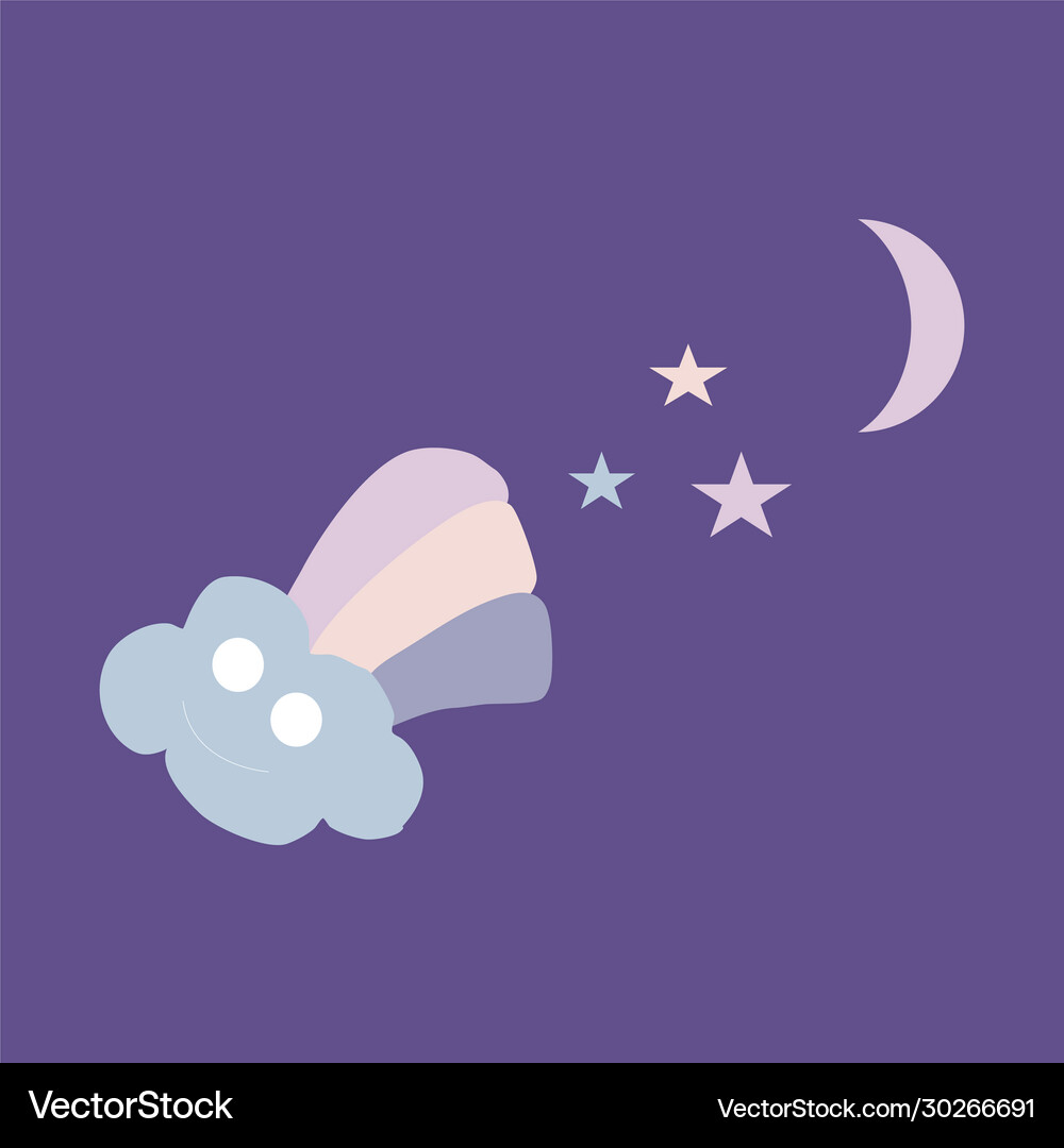 With rainbow moon and stars Royalty Free Vector Image