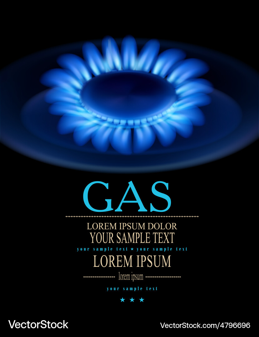 Background with blue burning gas stove Royalty Free Vector