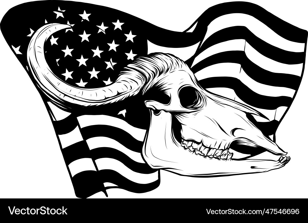 Bull skull art outline design Royalty Free Vector Image