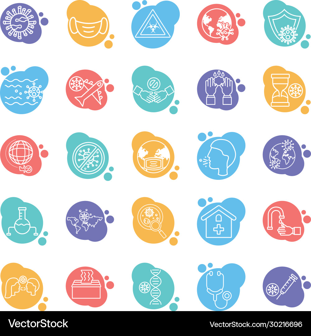 Bundle covid19 set icons Royalty Free Vector Image