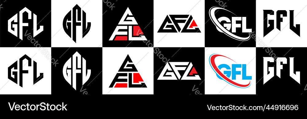 Gfl letter logo design in six style polygon Vector Image