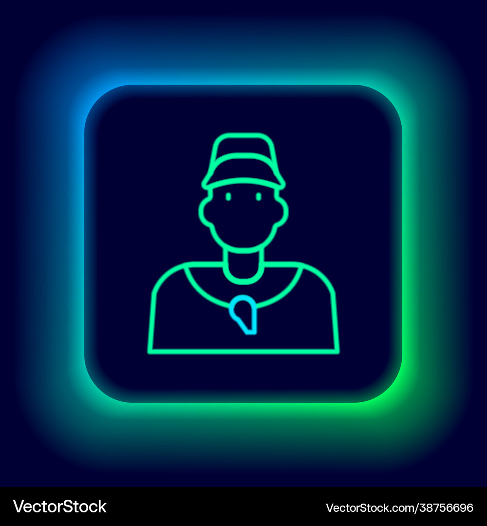 Glowing neon line baseball coach icon isolated Vector Image