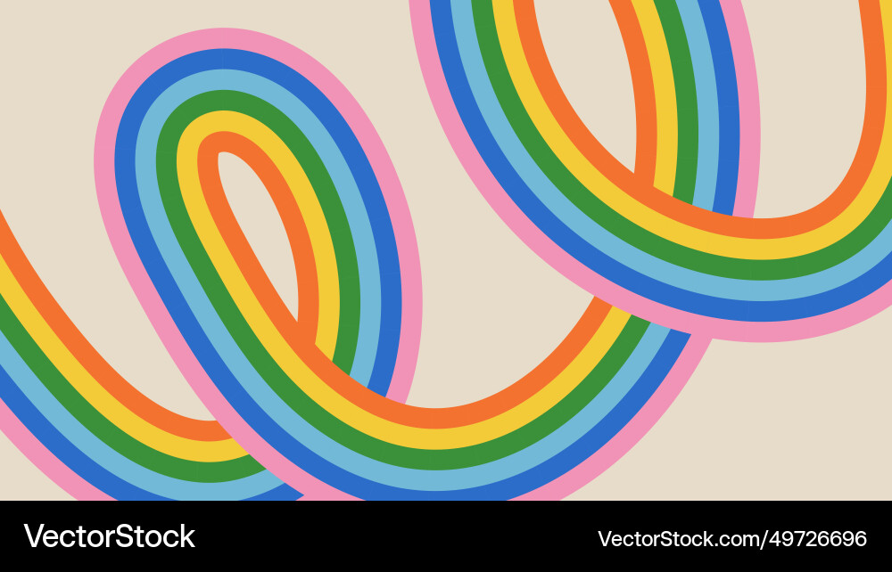 Groovy abstract rainbow stripes on beige Vector Image