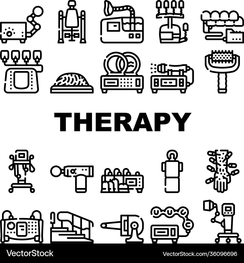 Physical therapy aid collection icons set Vector Image