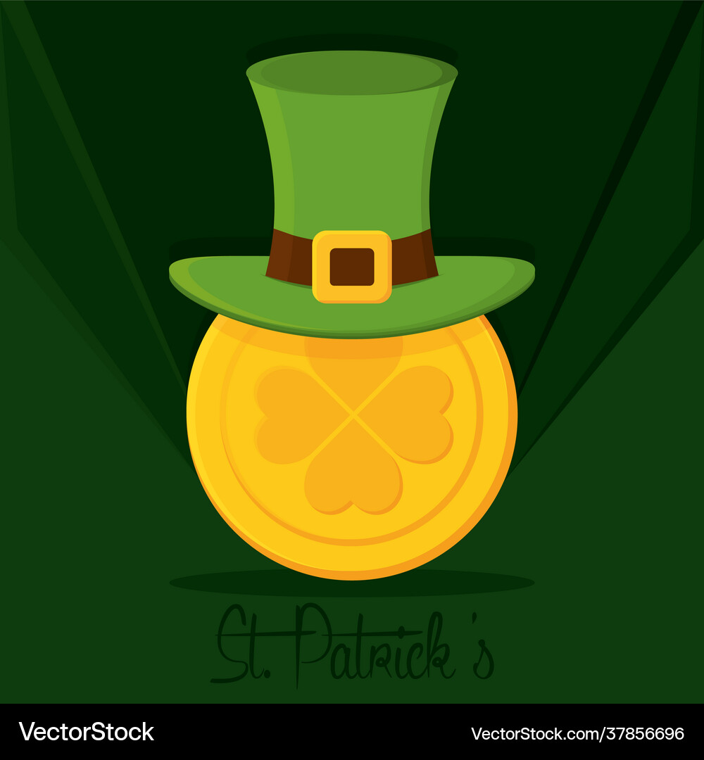 Saint patricks day elf hat with golden coins Vector Image