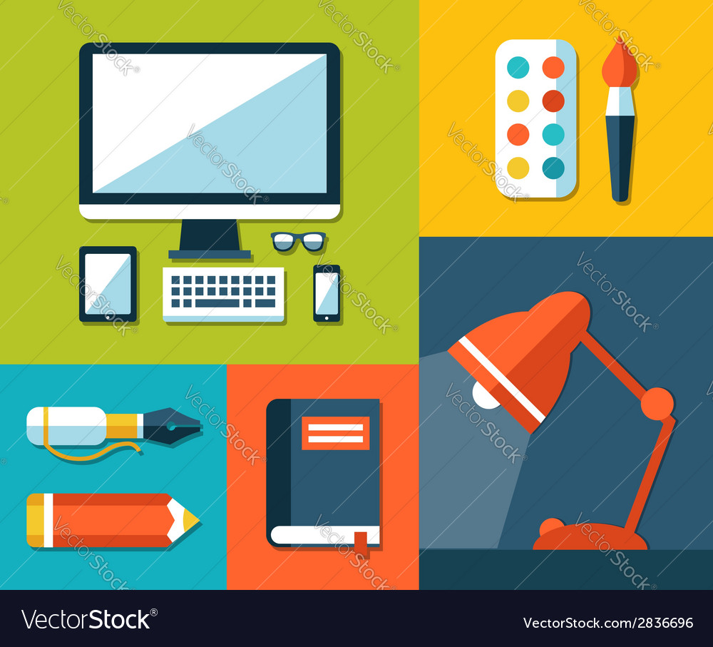 School flat design composition Royalty Free Vector Image