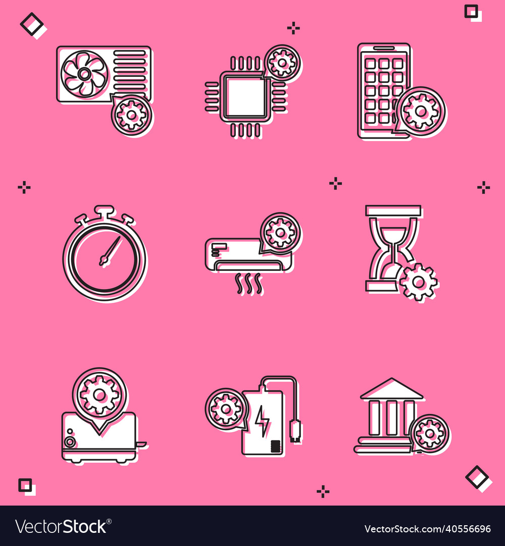 Set air conditioner setting processor mobile Vector Image Set air conditioner setting processor mobile Vector Image