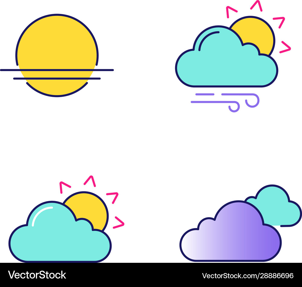 Weather forecast color icons set Royalty Free Vector Image