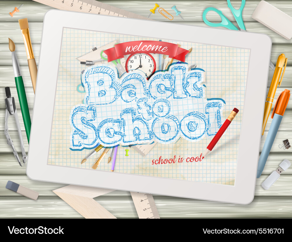 Back to school with tablet eps 10 Royalty Free Vector Image
