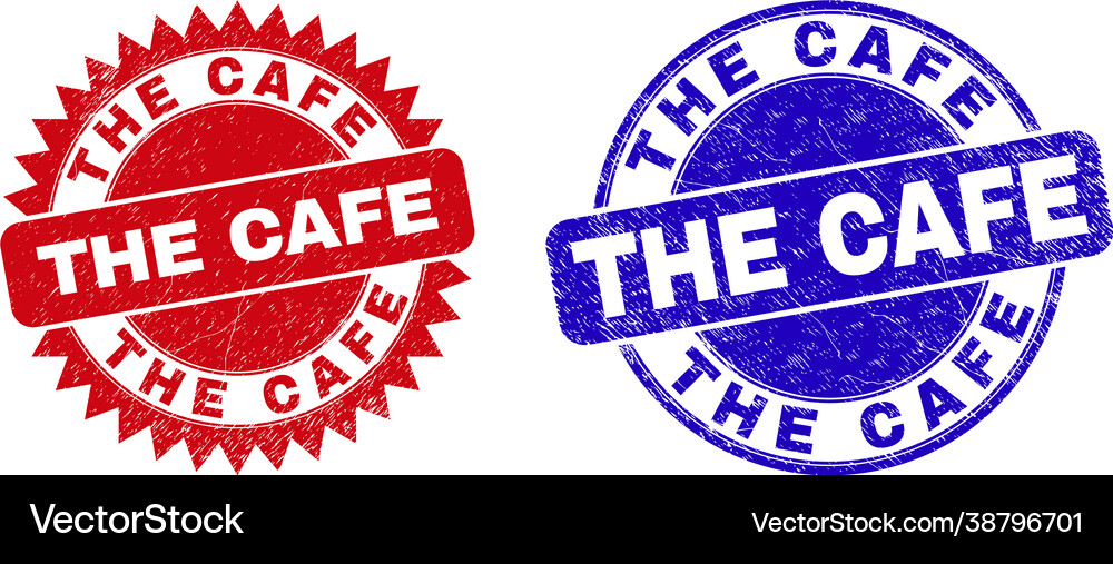 Cafe round and rosette stamp seals with grunge Vector Image