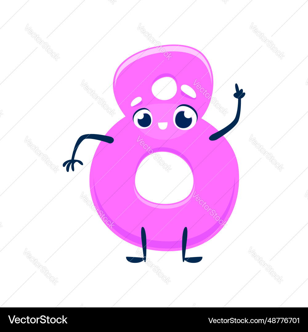 Cartoon cute funny eight number character Vector Image