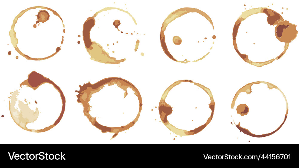 Coffee or tea stain set splashes of cup drops Vector Image