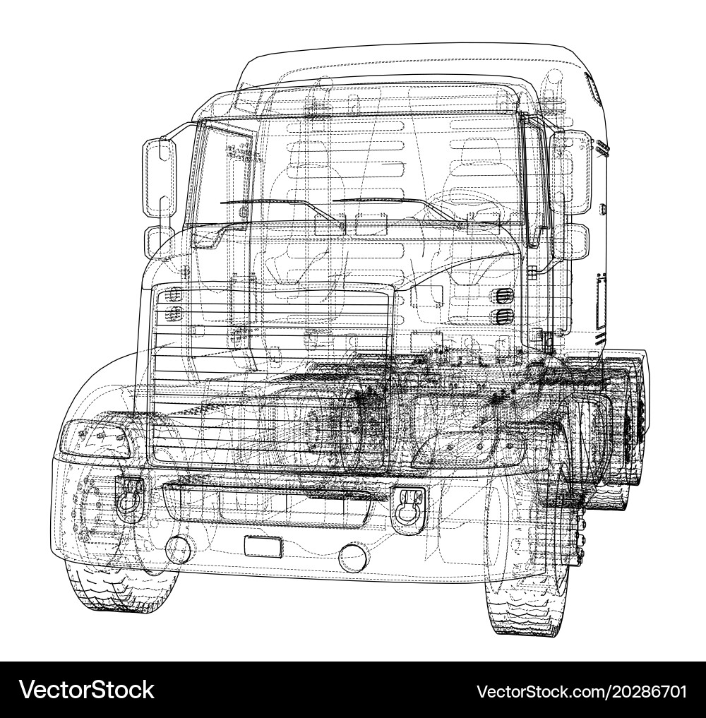 Concept truck rendering of 3d Royalty Free Vector Image