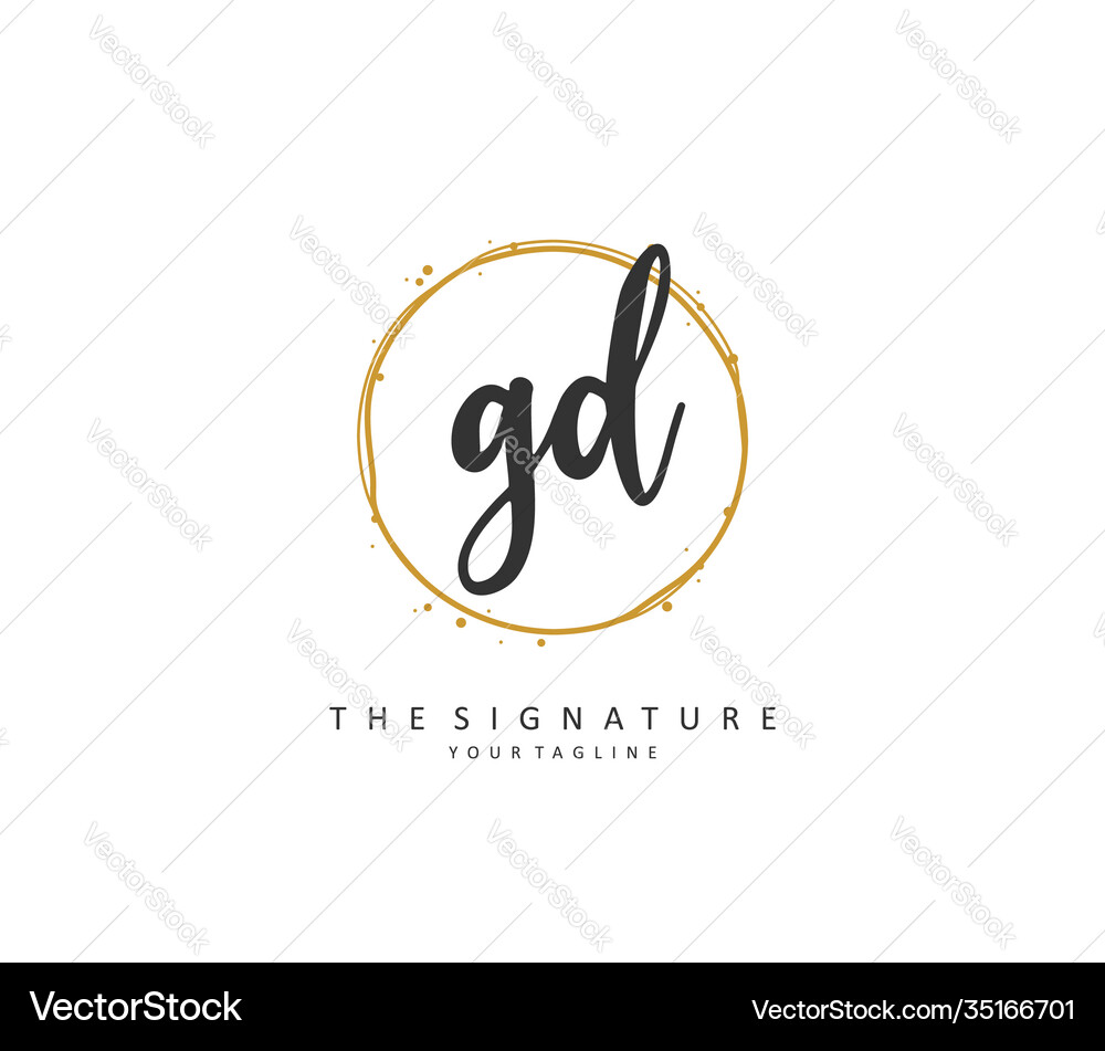 Gd initial letter handwriting and signature logo Vector Image