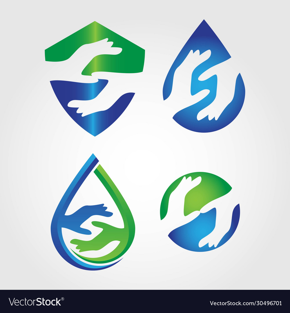 Hand sanitize logo template bundle set Royalty Free Vector