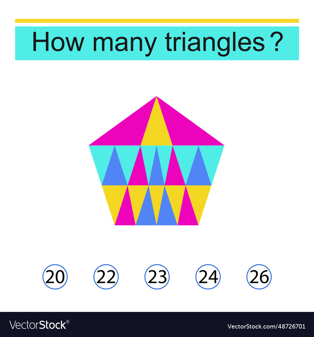 How many triangles are there math game for kids Vector Image
