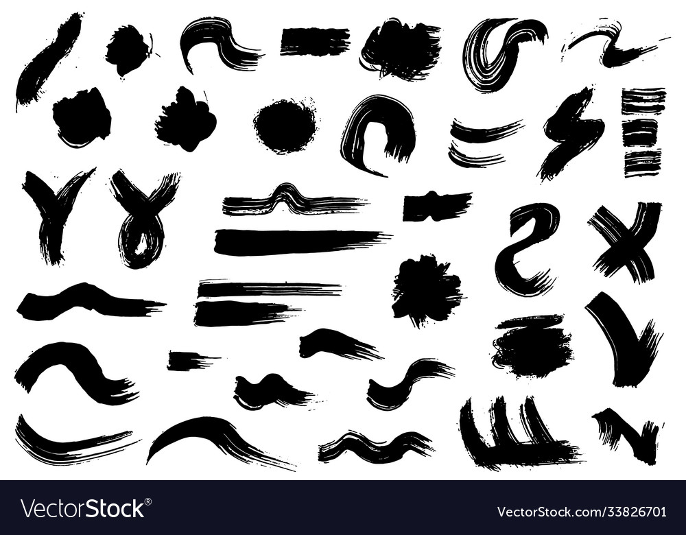 Paint brush black ink grunge brush strokes Vector Image