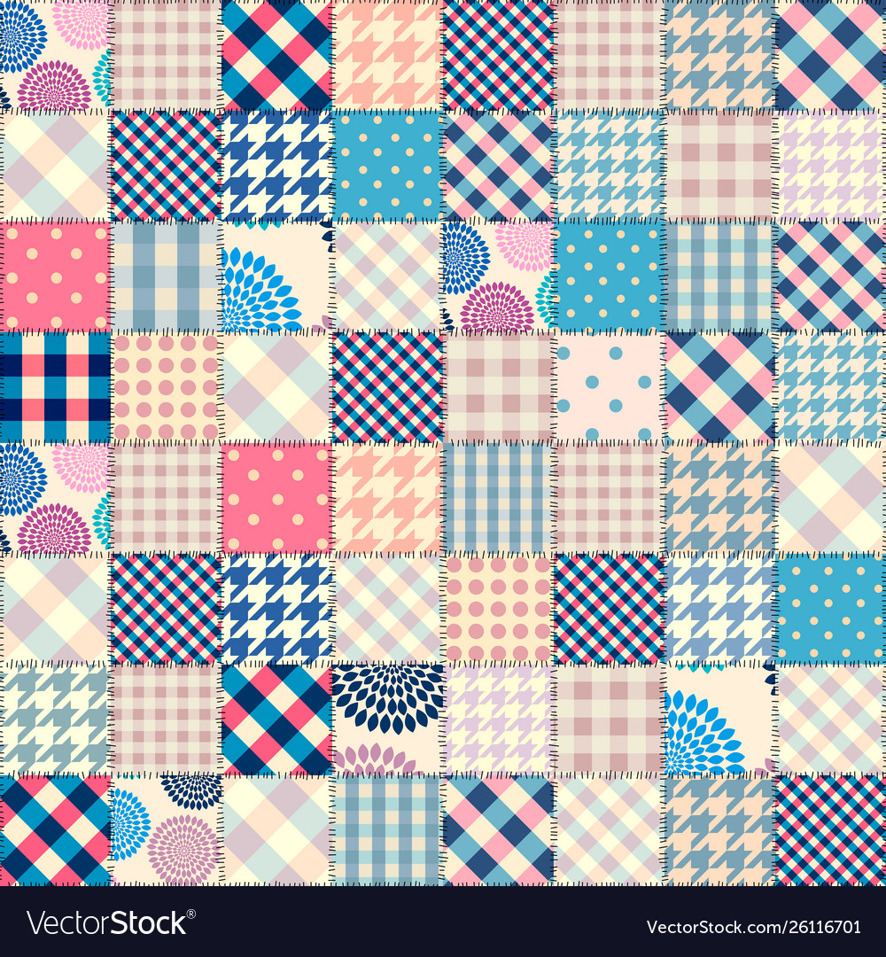 Patchwork textile pattern seamless quilting Vector Image