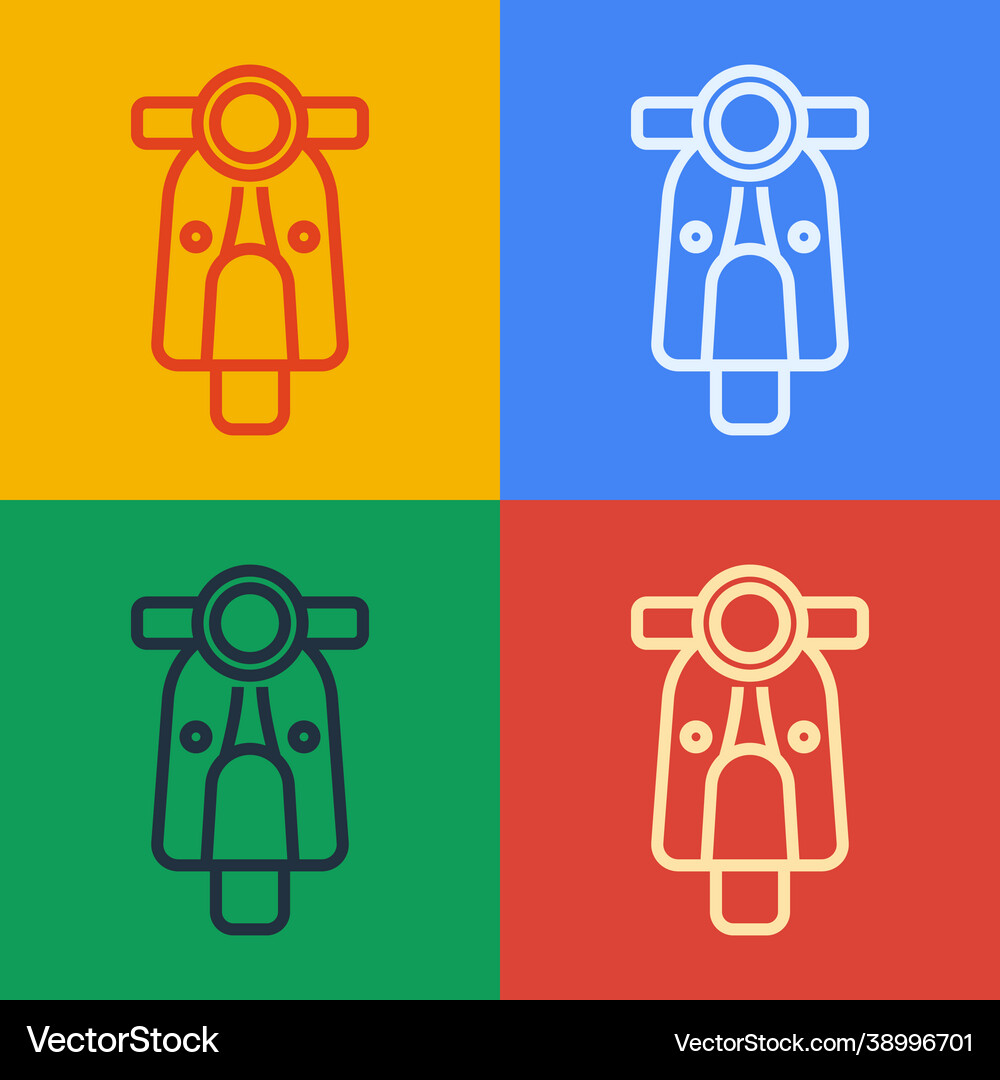 Pop art line scooter icon isolated on color Vector Image