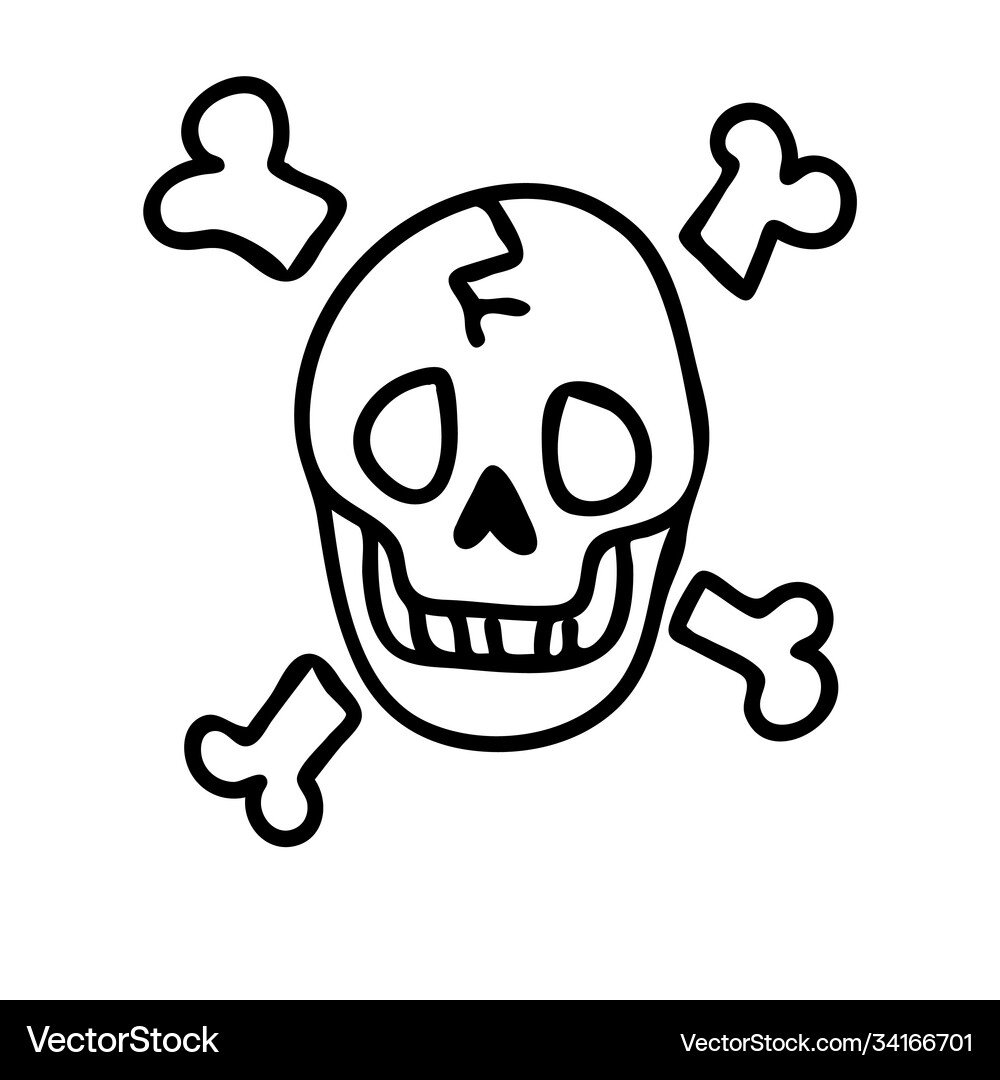 Punk rock skull monochrome lineart Royalty Free Vector Image
