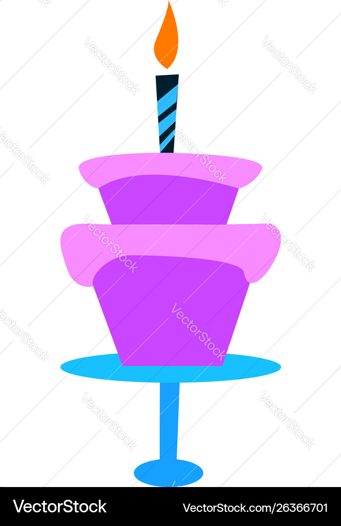 Purple cake with a candle or color Royalty Free Vector Image