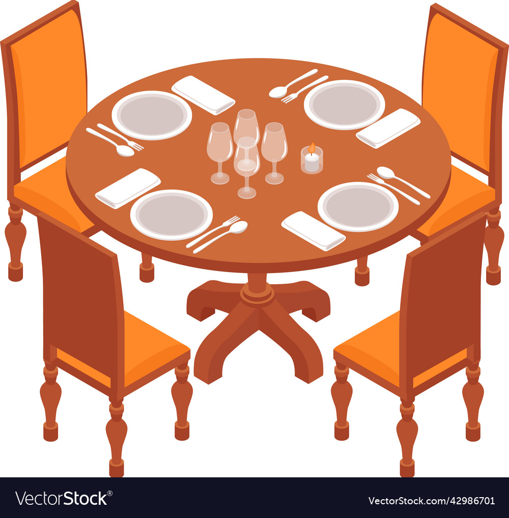 Restaurant round table composition Royalty Free Vector Image
