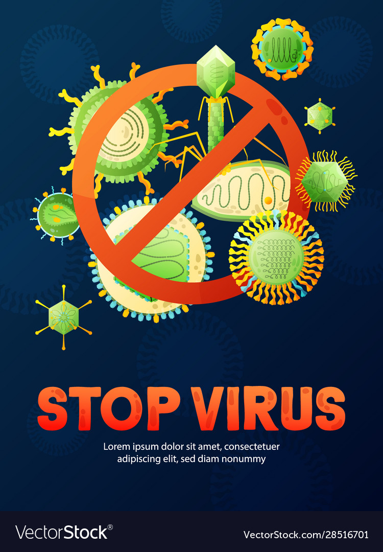 Stop virus poster Royalty Free Vector Image - VectorStock